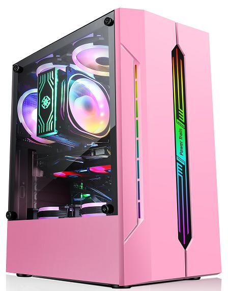 Factory Direct: New Powertrain ES280 Pink & Green Full Tower Gaming ...