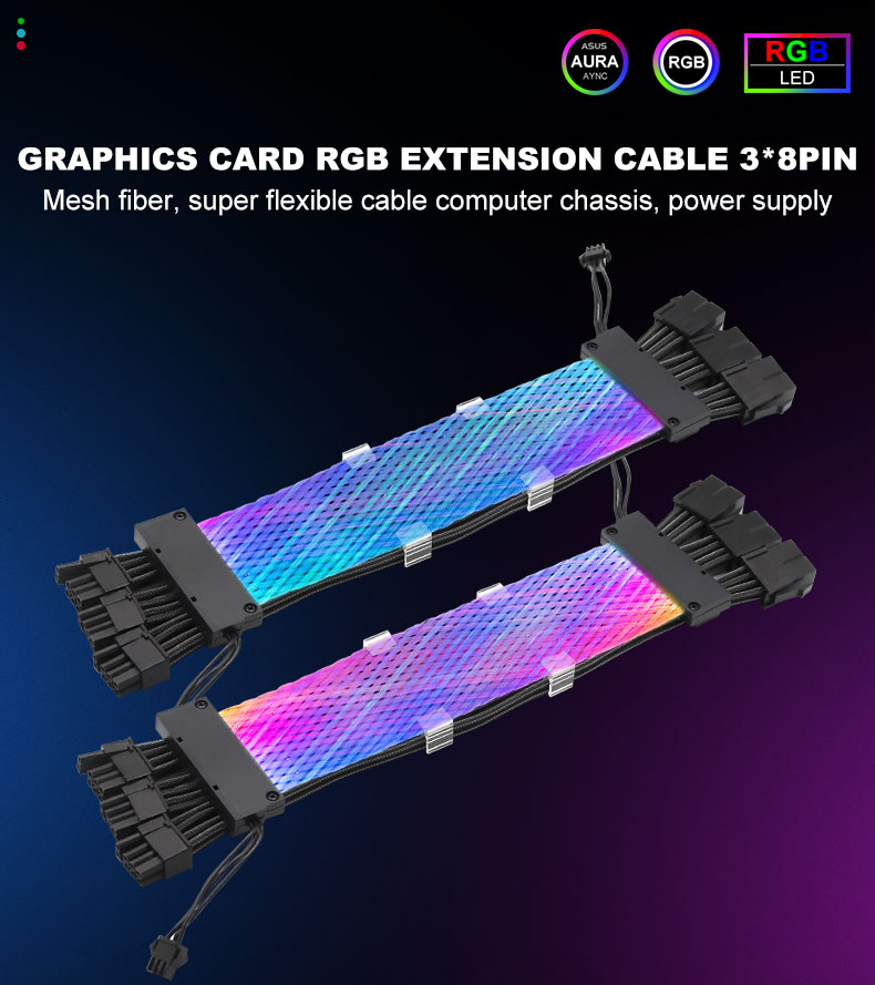 Factory-Made 8Pin RGB Cable For 3 Graphics Cards: Extension Cables For ...